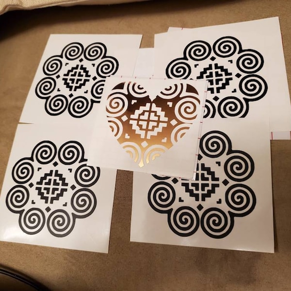 Squared Hmong Elephant Print Vinyl Decalcs - Etsy