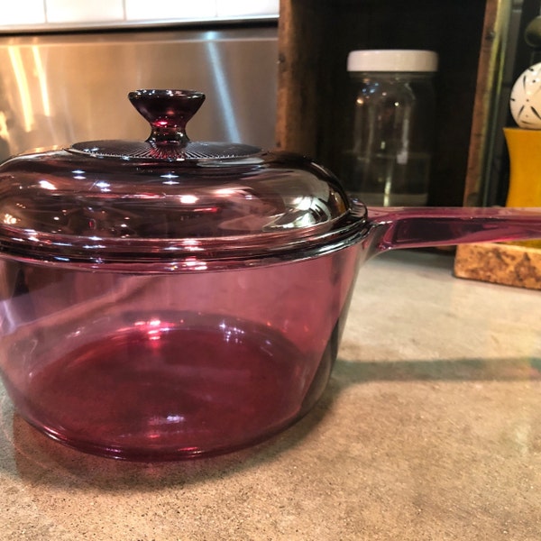 Vision Corning Usa 24 Oz Cranberry Covered Casserole Dish - Etsy