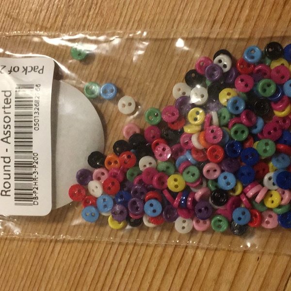 3mm Mini Round Plastic Buttons in Assorted or Single Colour Groups ...