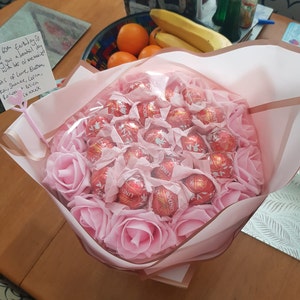 Large Lindt Lindor Chocolate & Flowers Hand-tied Bouquet Gift. - Etsy UK