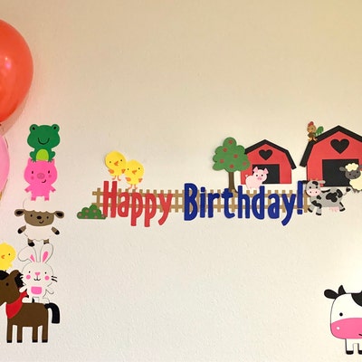 Farm Animal Party Banner SVG Bundle - Etsy