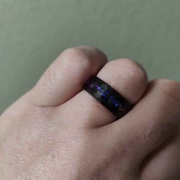 Galaxy Blue Sandstone Crescent Moon Couple Rings Black Gold Orion ...