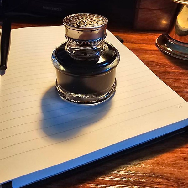Bortoletti Glass Inkwell With Bronze Cap - Comes With 50ml Bottle of ...