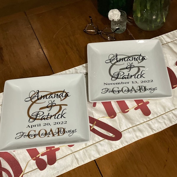 Personalized Wedding Gift Plate Anniversary Gift for Couple Bridal ...