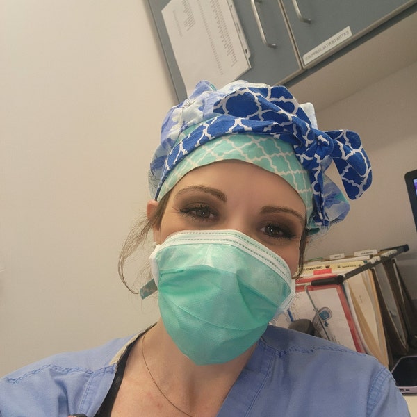 Scrub Surgical Pops of Pink Hat Medical Cap With Style, Bow & Satin ...