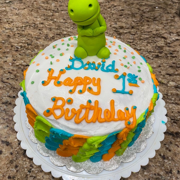 Fondant T-rex Dinosaur With Party Hat Cake Topper 1st Birthday Baby ...