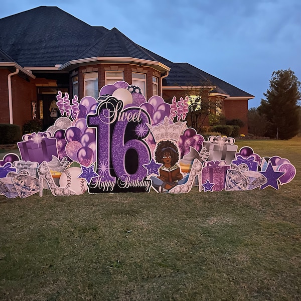 Sweet 16 Personalized Birthday Yard Sign, Lawn Decoration, Printed - Etsy