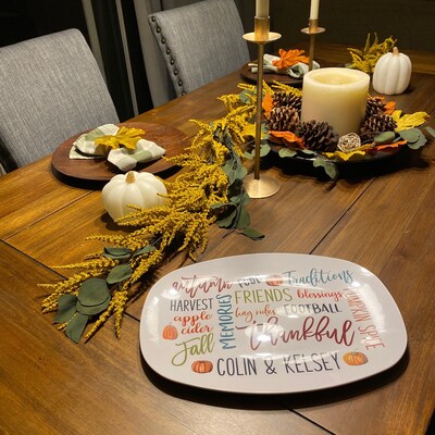 Fall Thanksgiving Personalized Platter, Custom Family Platter, Hostess ...