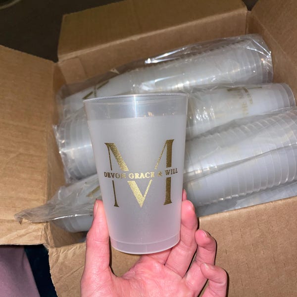 Custom Wedding Cups, Reception Bar Frosted Cups, Personalized ...