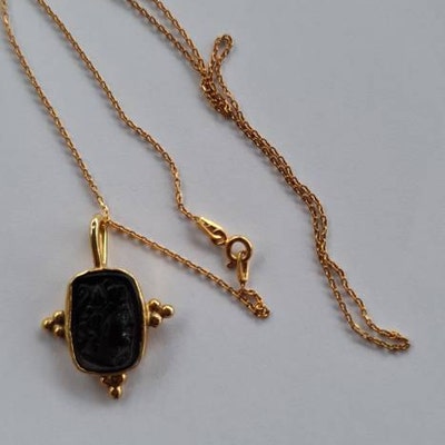 Antique Intaglio Greek Palm Tree and Carnelian Silver Pendant, Carved ...