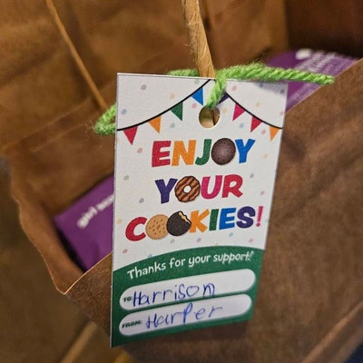 Cookie Thank You Tags Printable Cookie Booth Thank You Note Cookie Box ...