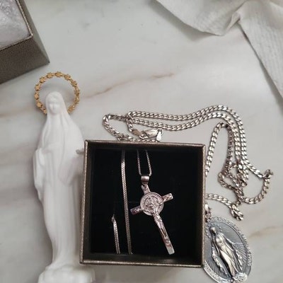 Scapular Medal, Sterling Silver Scapular Pendant, 18 K Gold Plated ...