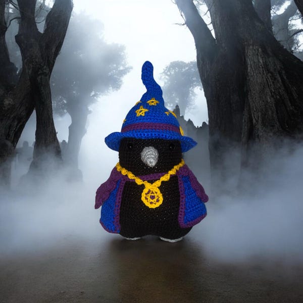 Wizard Crow, PDF Crochet Amigurumi Pattern, Blackbird, Raven, Stuffed ...