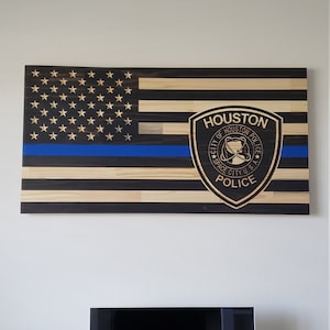 Houston Police Department Thin Blue Line Subdued American Flag - Etsy