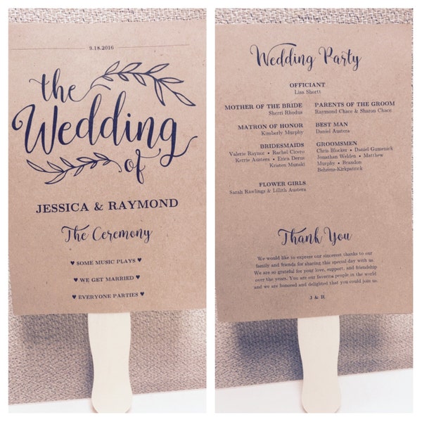 Printable Wedding Program Template, Rustic Wedding Fan Program ...