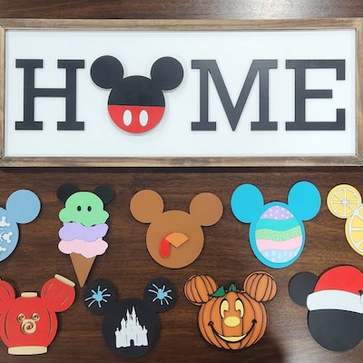 Mickey Disney Inspired Interchangeable Home Sign With Heads - Etsy