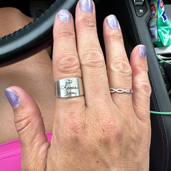 Solid 925 Sterling Silver Adjustable Ring 12mm ~ Thick Band Ring ...