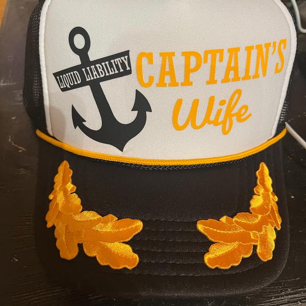 Custom Trucker Hats Nautical White Yellow Captain Hat Yacht Sailor Oak ...