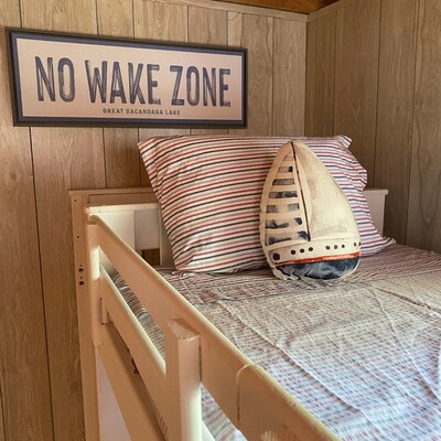 Personalized No Wake Zone Sign Sign Above Bed for Lake House Lake Wall ...