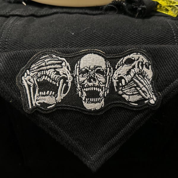 Evil Skull Patch Skeleton Hand Finger Biker Rider Hippie Punk Rock ...