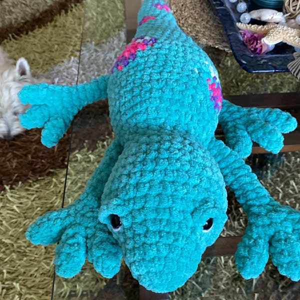 No Sew - Liam the Lizard Crochet Pattern, Lizard Crochet, Salamander Crochet, Spotted Lizard, No ...