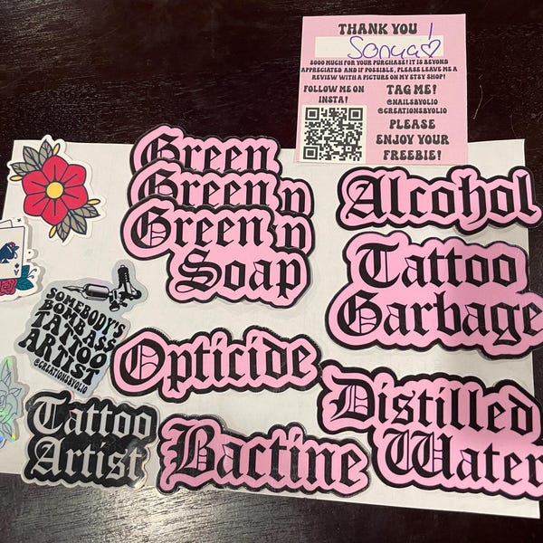 TATTOO ARTIST Gothic Sticker | Tattoo Label | Tattoo Artist Label ...