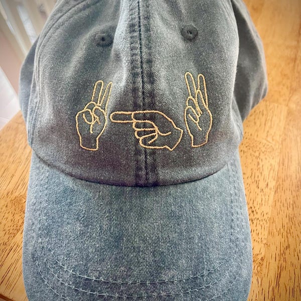 LADIES Love Sign Language Hat Baseball Cap LEATHER Strap Pigment Dyed ...