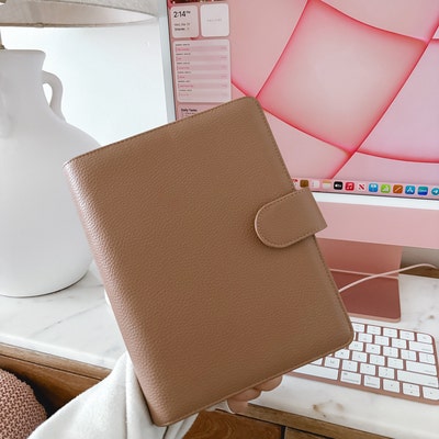 Tan Brown Leather A5 Planner Cover Pebbled PU Leather Planner ...