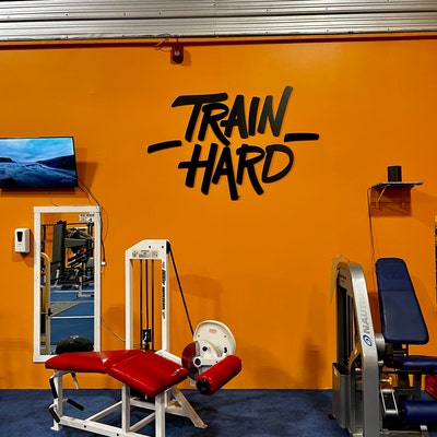 Train Hard, Large Fitness Sign, Gym Wall Art Decor, Gym Design Ideas ...