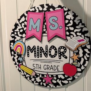 Personalized 3D Teacher Door Sign, Rainbow Teacher Door Hanger, Back to ...