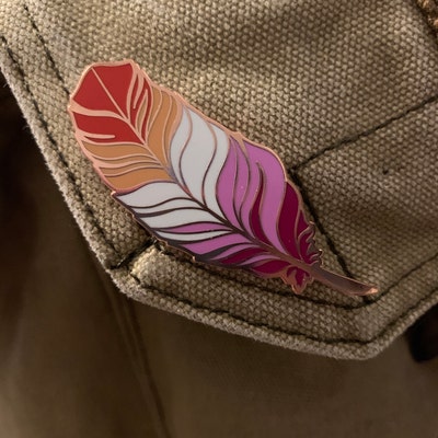 Lesbian Pride Feather Enamel Pin Lgbt Etsy
