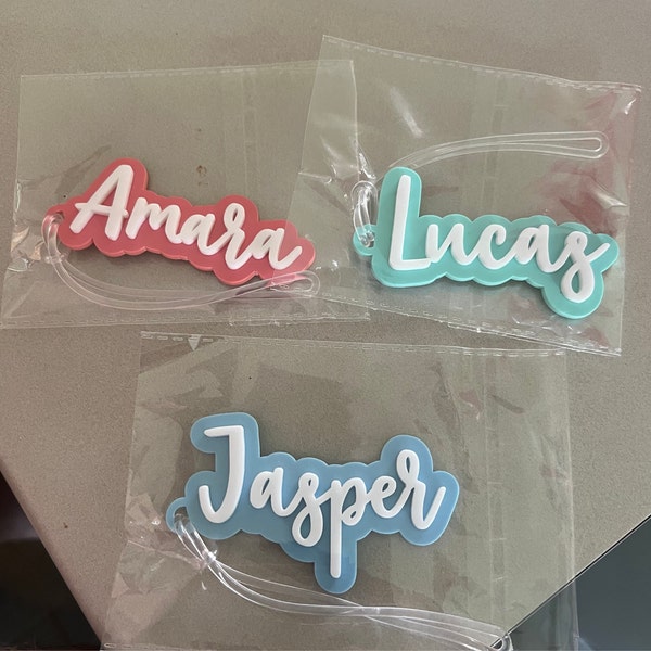 Acrylic Kids Bag Tag| Colourful Bag Tag | Personalised Bag Tag for Kids ...