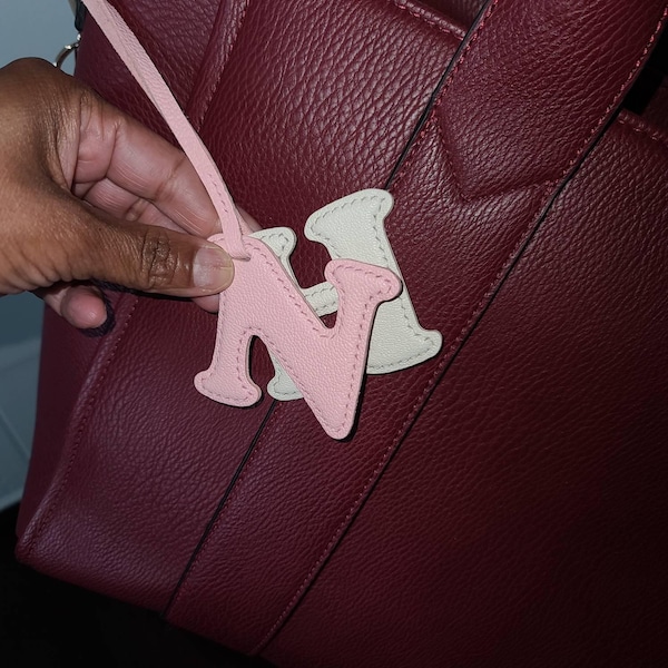 Personalized Monogram Letter Leather Bag Charm, Custom Handmade ...