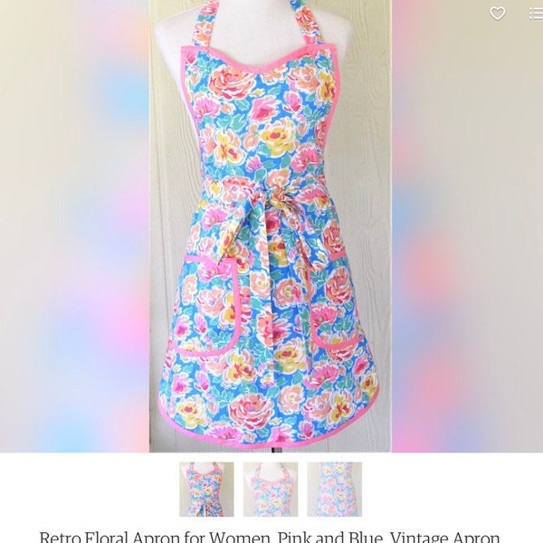 Women's Retro Floral Apron With Birds, Vintage Style Apron for Spring ...