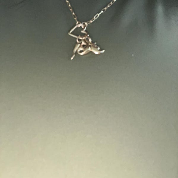 14k Solid Gold Heart Charm Holder Pendant , Enhancer Connector Link for ...