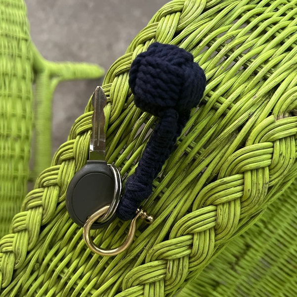 Monkey Fist Rope Knot Key Chain W/ Brass Shackle - 4.5" Long -hand Tied ...