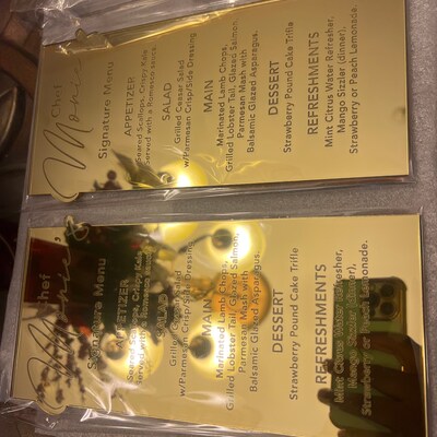 Standing Luxury Wedding Menu, Table Mirror Acrylic Engraved Menus With ...