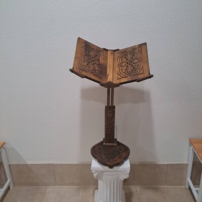 Decorative Book Stand, Carved Cookbook Stand, Handmade Bible Holder ...