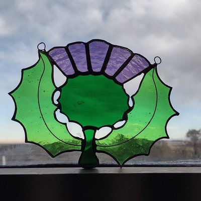 Scottish Thistle Easy Stained Glass Pattern, Scotland Flower Suncatcher ...