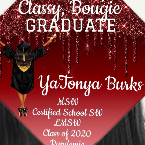 Graduation Cap Topper/classy Graduate/ Red Glitter/ Black Girl Magic - Etsy