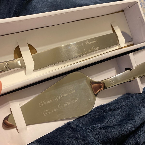 Personalized Wedding CAKE CUTTING SET Gold Silver Cutter Server Knife ...