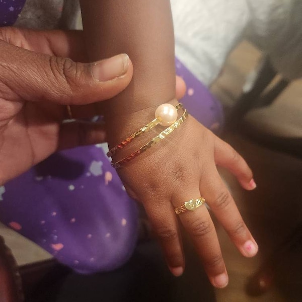 Personalized 14K Gold Plated Heart Baby Ring, Pinky Ring, Little Girls ...