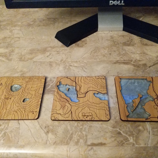 Lake District Coasters: Laser Etched Maps on Oak, a Gift for Walkers ...