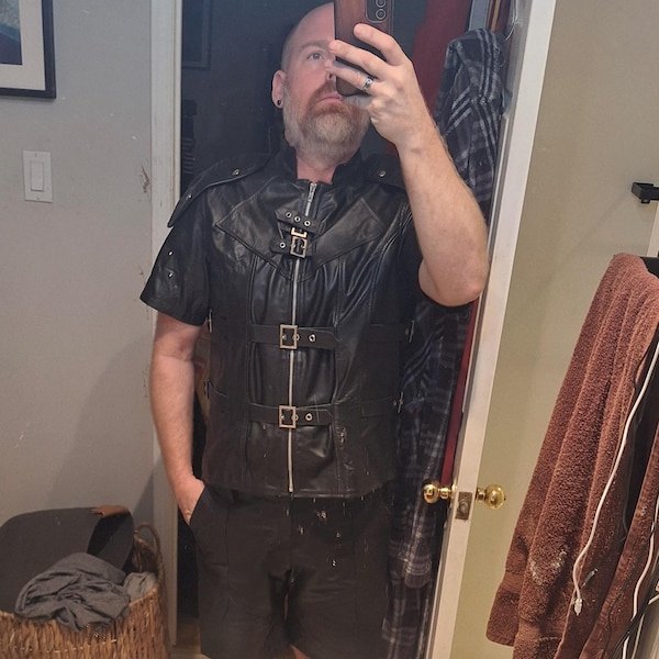 Genuine Black Leather Cosplay Shorts & Armor Shirt for Men | Handmade ...