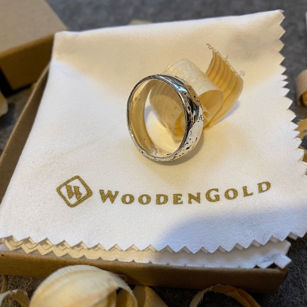 7mm Textured Silver Ring, Matt Ring, Sand Cast Ring. - Etsy UK