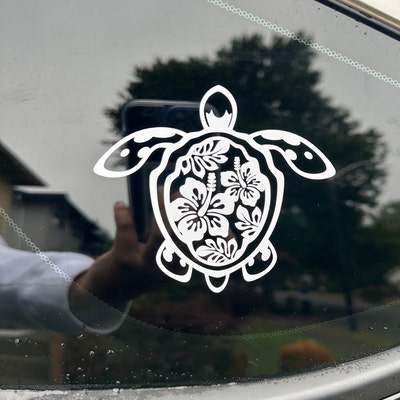 Turtle Hibiscus Flower Decal, Available in Many Sizes and Colors ...