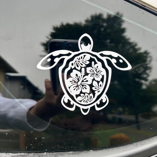 Turtle Hibiscus Flower Decal, Available in Many Sizes and Colors ...