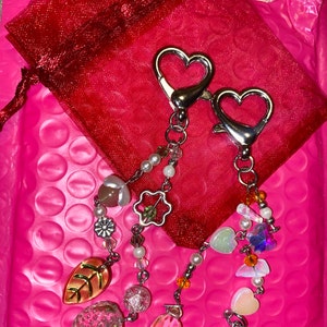 Pink Strawberry Beaded Keychain / Pearl / Sparkly / Flower / Colors ...