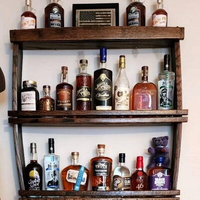 Bourbon Whiskey Barrel/home Bar Shelves/wall Mounted Alcohol - Etsy