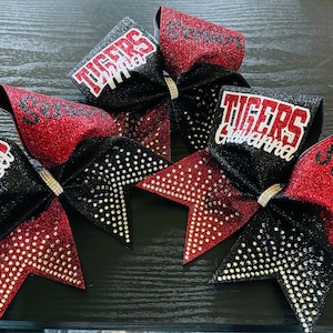 Glitter and Rhinestone Cheer Bow Black on Black - Etsy